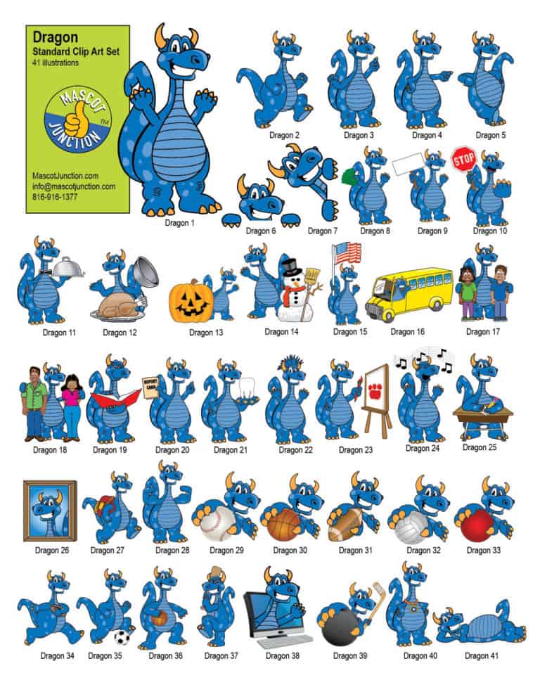 Dragon Mascot Clip Art Standard - Mascot Junction
