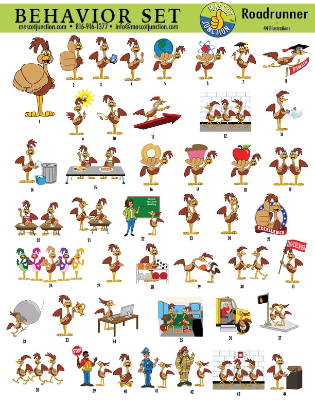 Behavior Clip Art School Roadrunner Brown - Mascot Junction