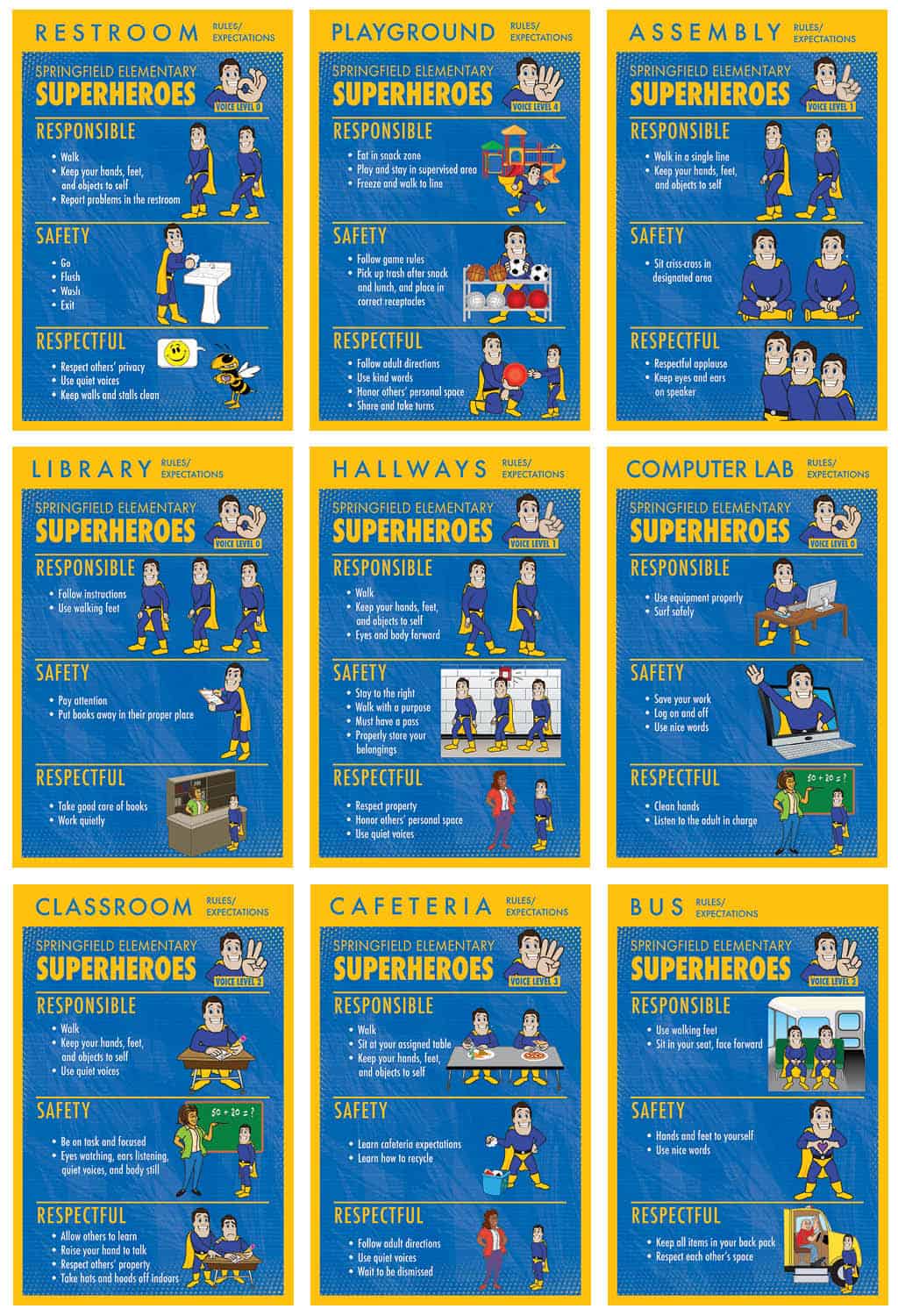 Rules Posters Super Hero School - Mascot Junction