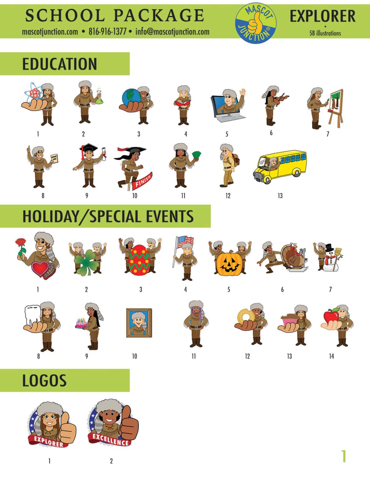 Explorer Mascot Clip Art School 1 - Mascot Junction