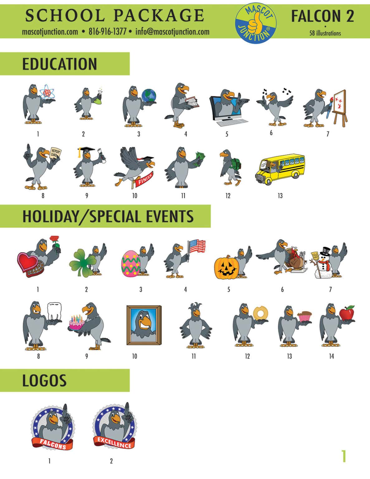 Falcon Gray 2 Mascot Clip Art School 1 - Mascot Junction