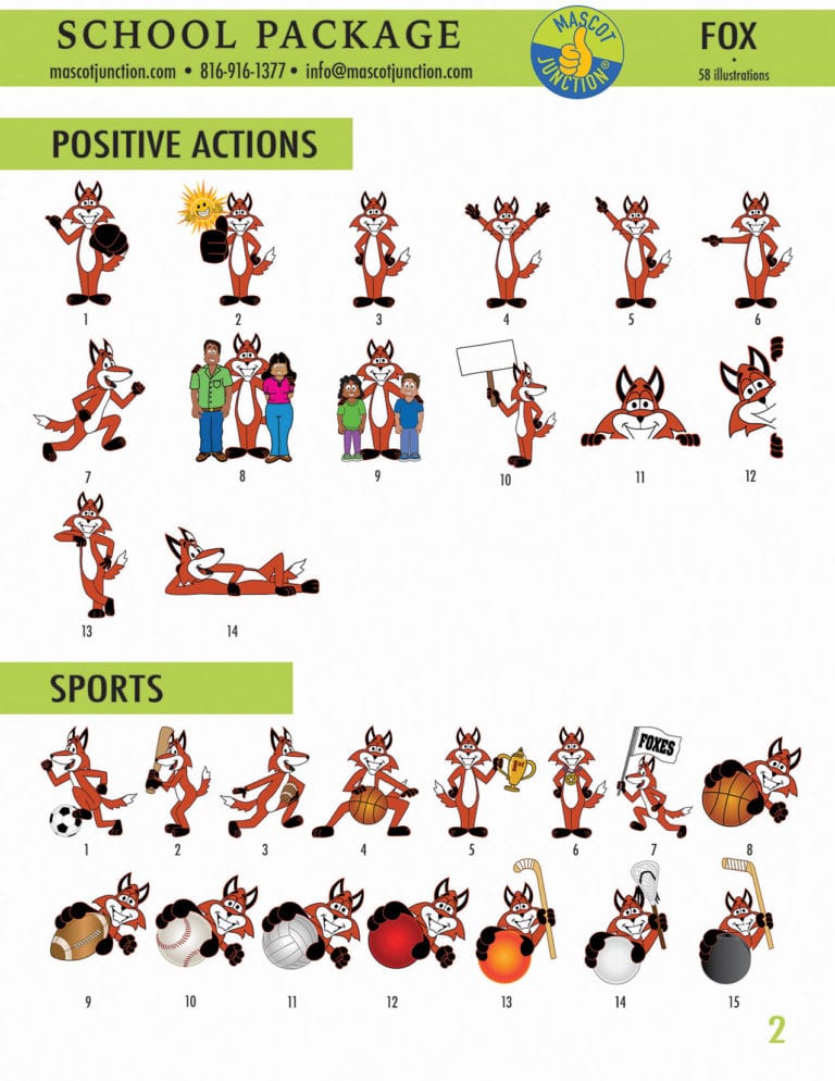 Fox Mascot Clip Art School 2 - Mascot Junction