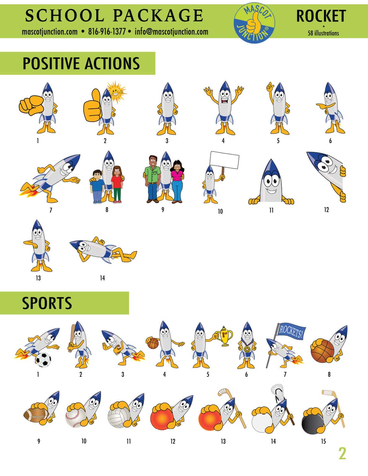 Rocket Mascot Clip Art School2 - Mascot Junction