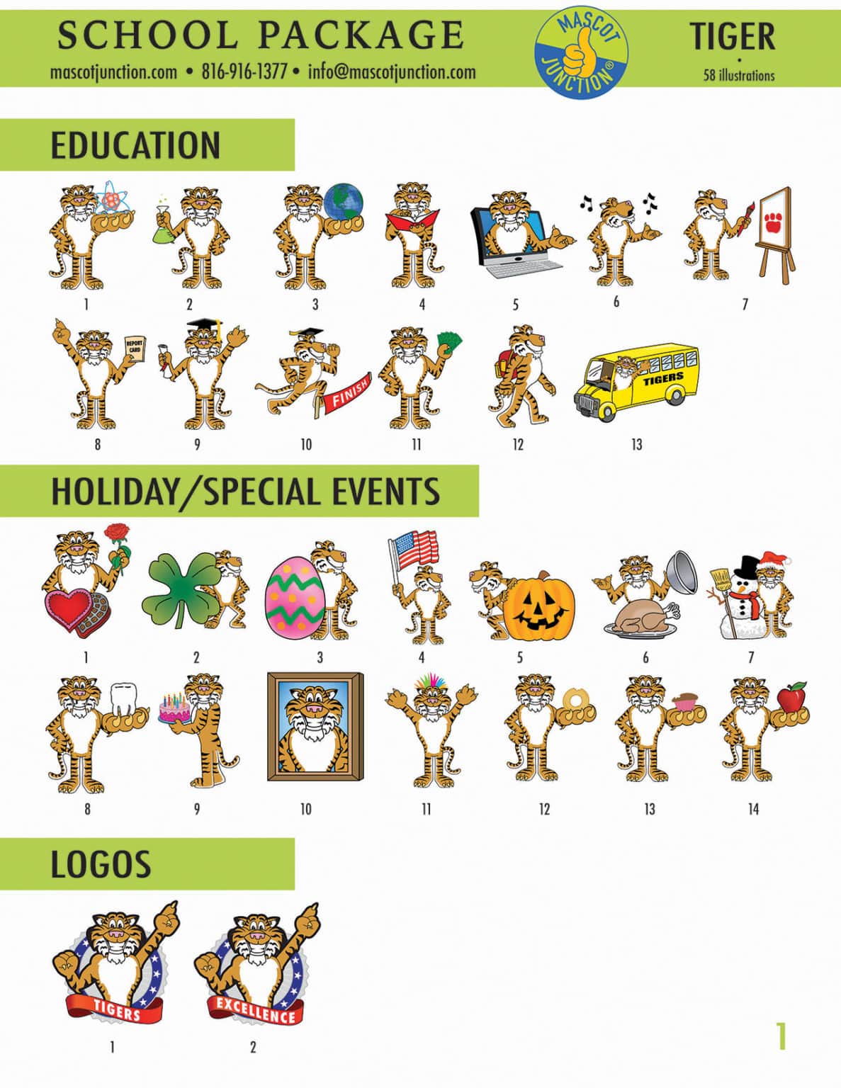 Tiger Mascot 1 Clip Art School 1 - Mascot Junction