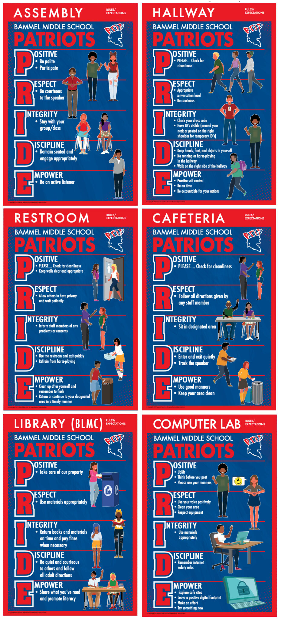 PBIS Rules Posters Patriot PRIDE - Mascot Junction