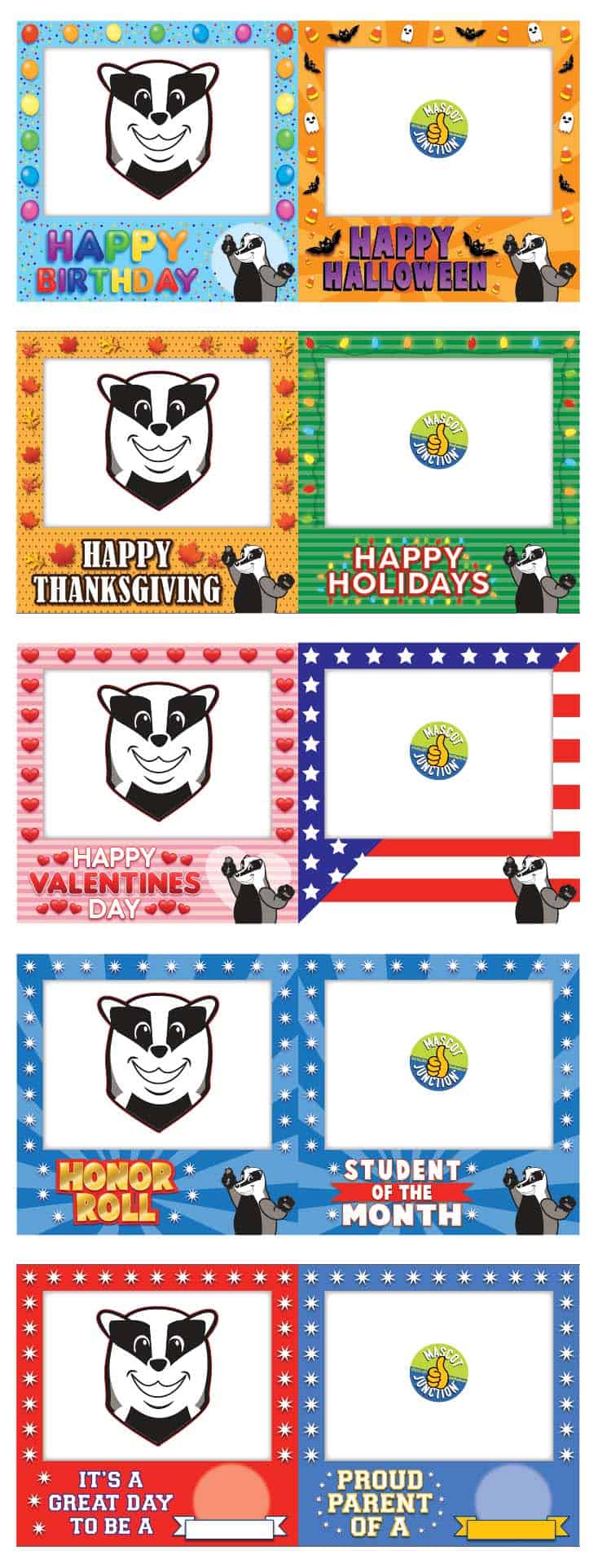 Badger_Celebration_Selfie_Frame - Mascot Junction
