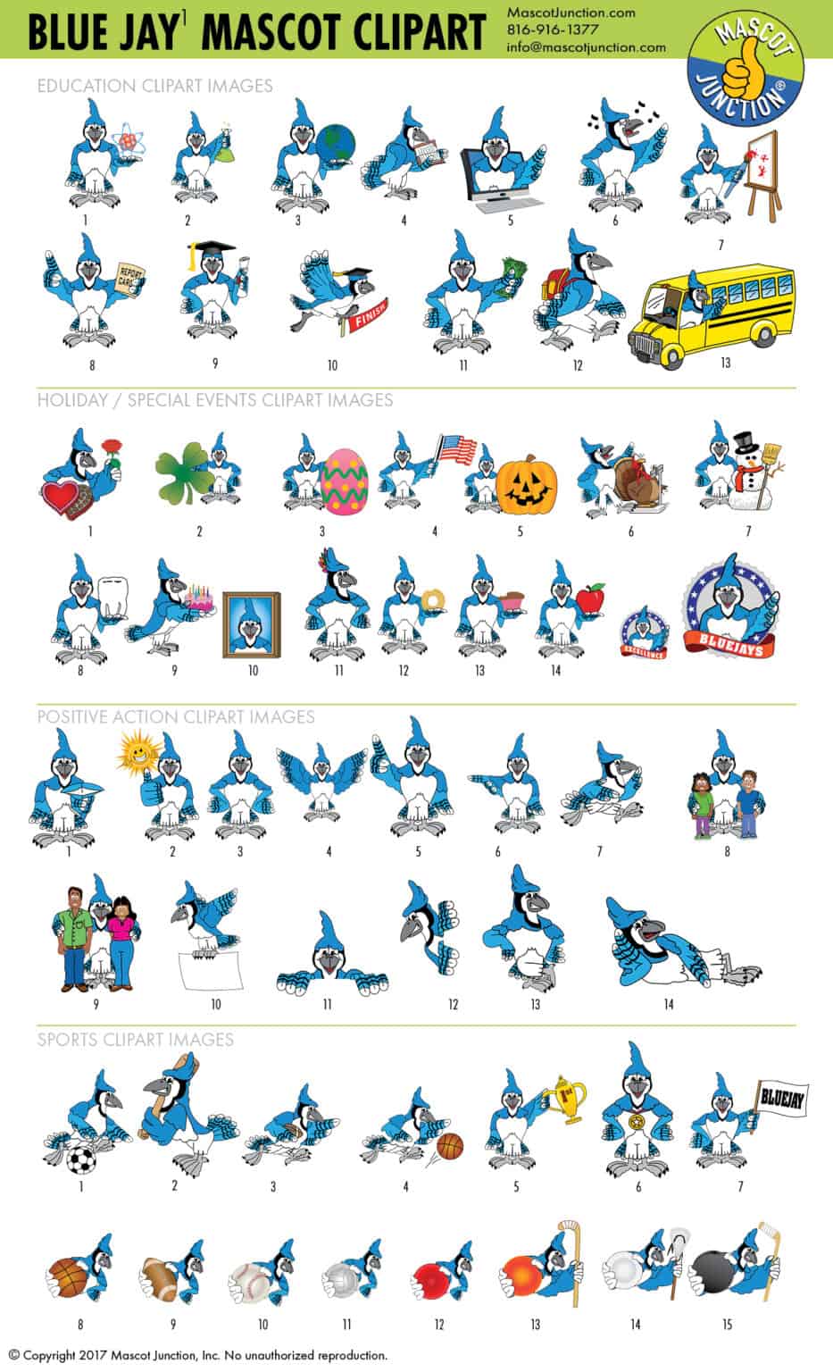 Blue Jay Mascot- School Posters & Banners
