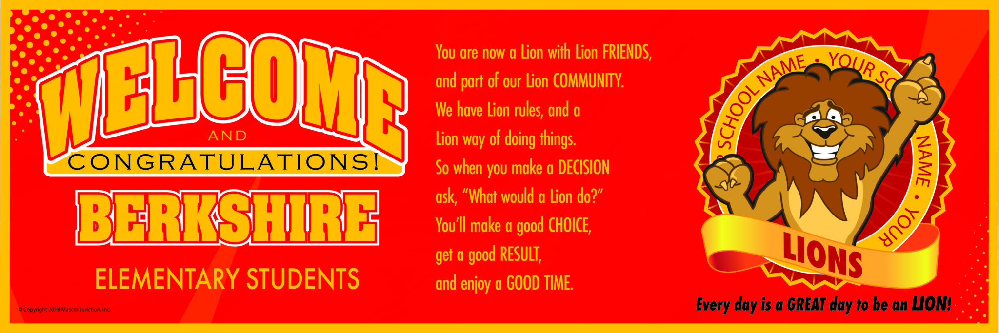 Welcome-Banner-Lion - Mascot Junction